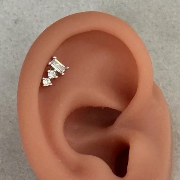 Modest Lu | Jewelry | Silver Princess Stacked Crystal Cartilage Earring ...